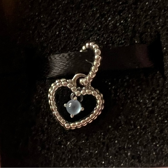 Pandora | Jewelry | Pandora Sky Blue Beaded Heart Dangle Charm | Poshmark